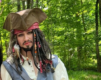 Handmade Jack Caribbean Pirates Cosplay Wig Black Pearl made to Order ...