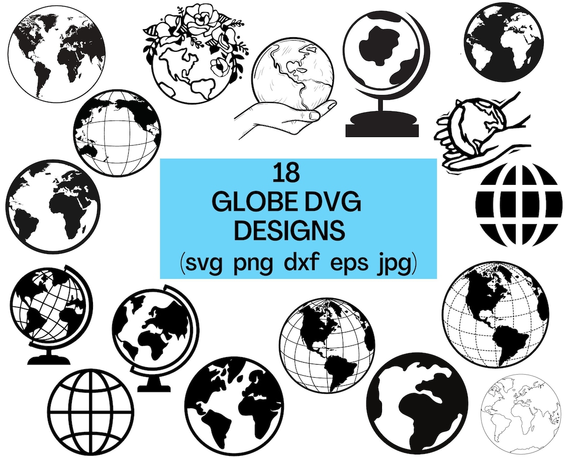 Globe Svg, World Svg, Globe Clipart, Globe Silhouette, Globe Vector ...