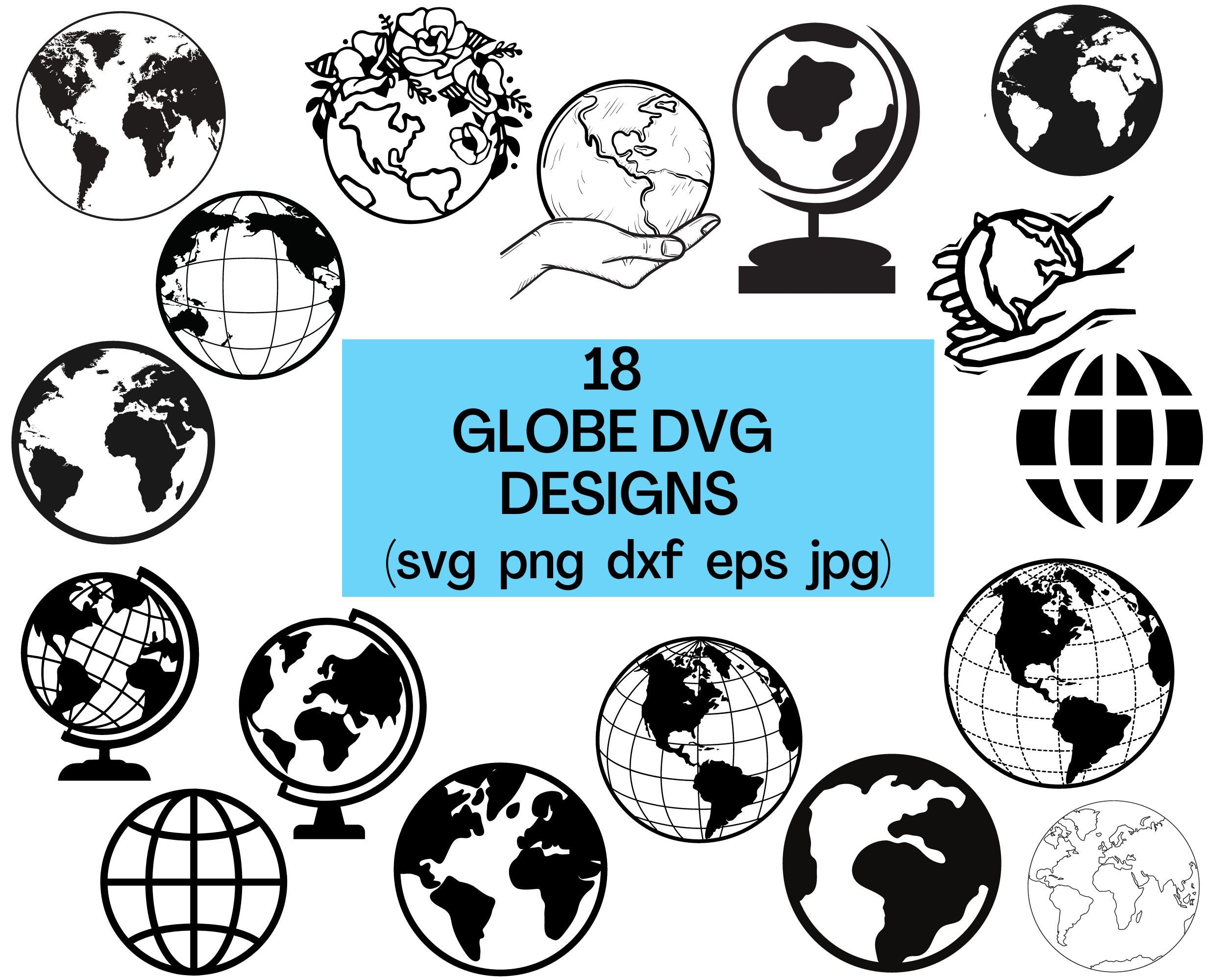 Globe Svg, World Svg, Globe Clipart, Globe Silhouette, Globe Vector ...