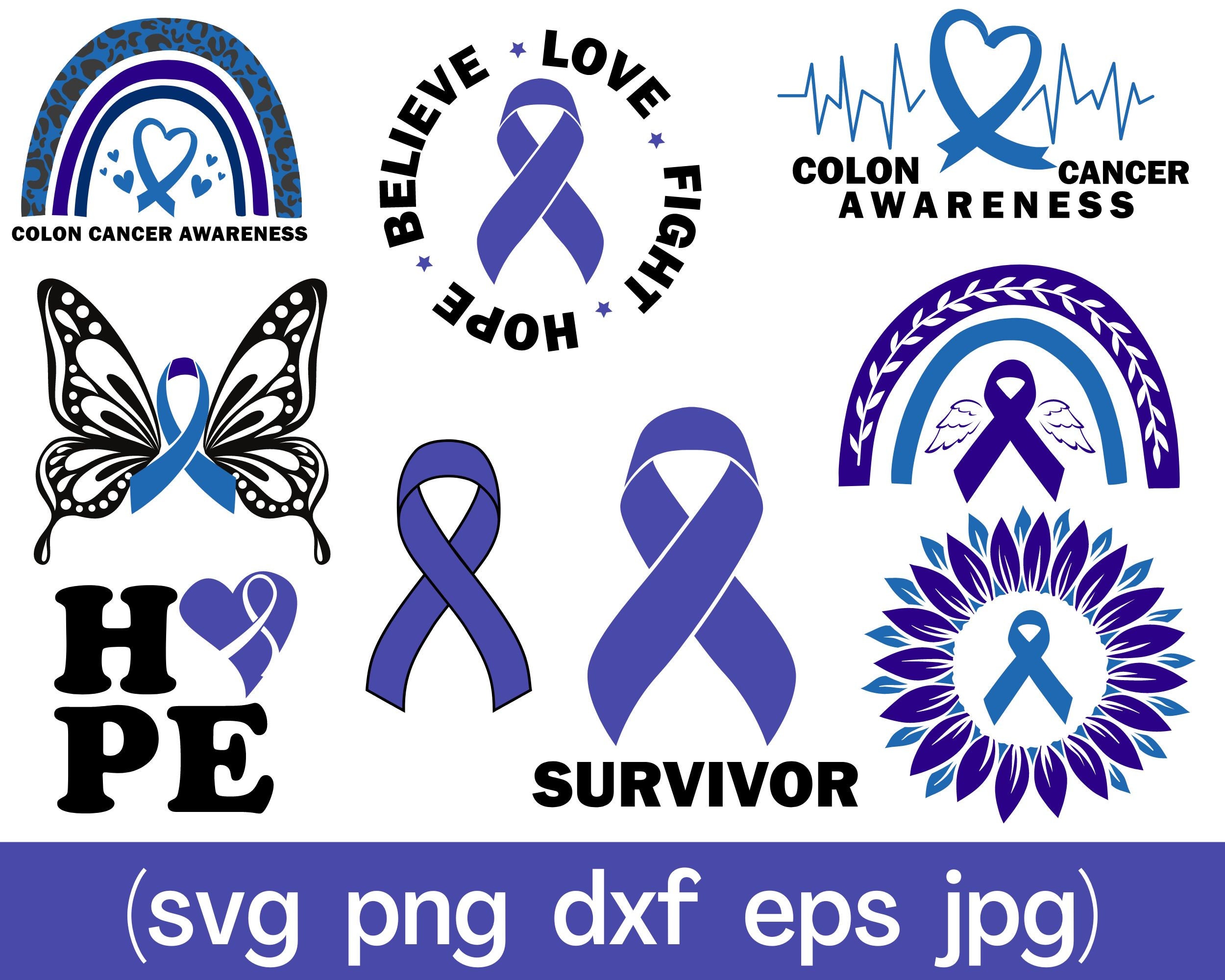 Colon Cancer Svg, Cancer Ribbon Svg, Cancer Awareness Svg, Cancer Svg ...