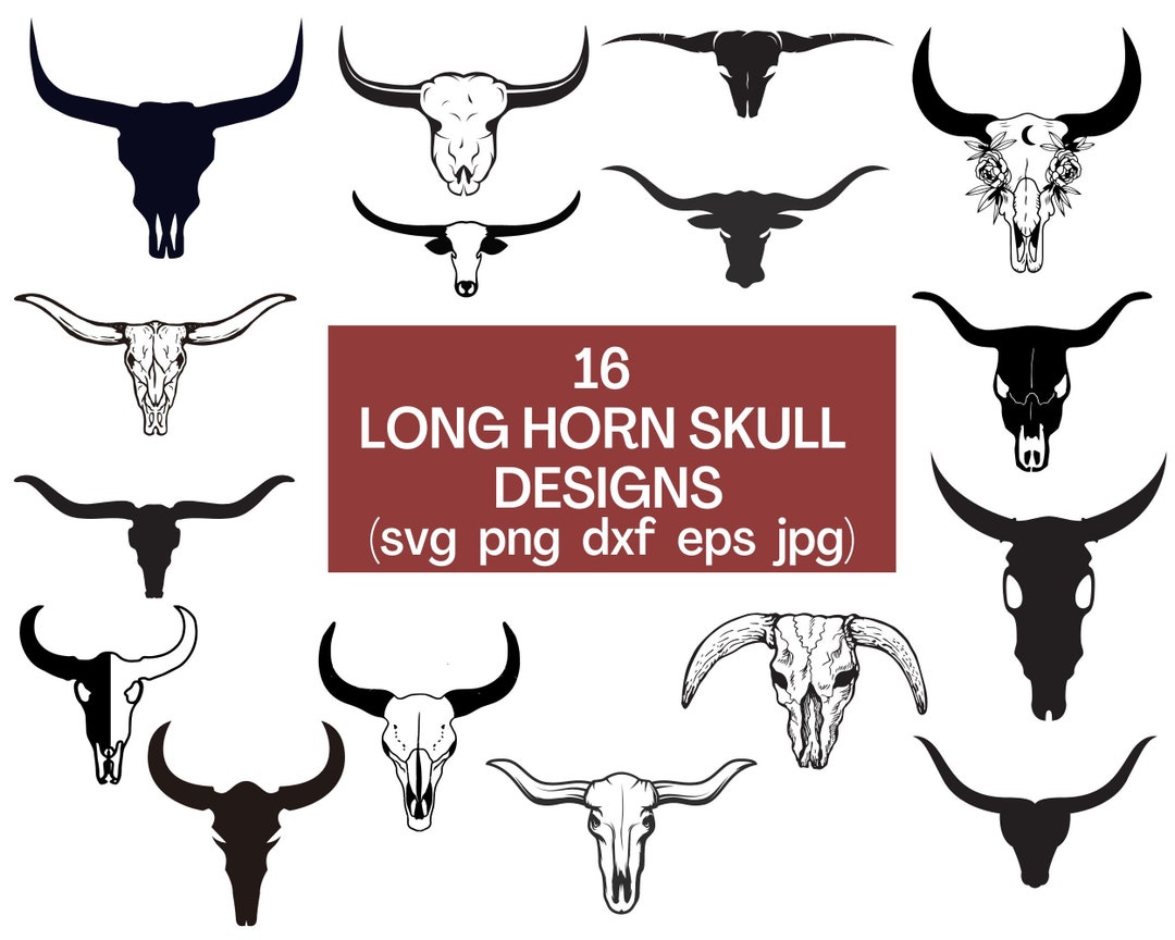 Longhorn Skull Svg, Cow Skull Svg, Bull Skull Svg, Longhorn Svg ...