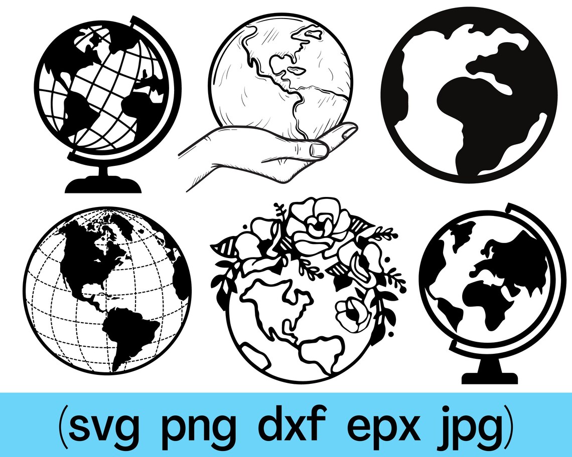 Globe Svg, World Svg, Globe Clipart, Globe Silhouette, Globe Vector ...