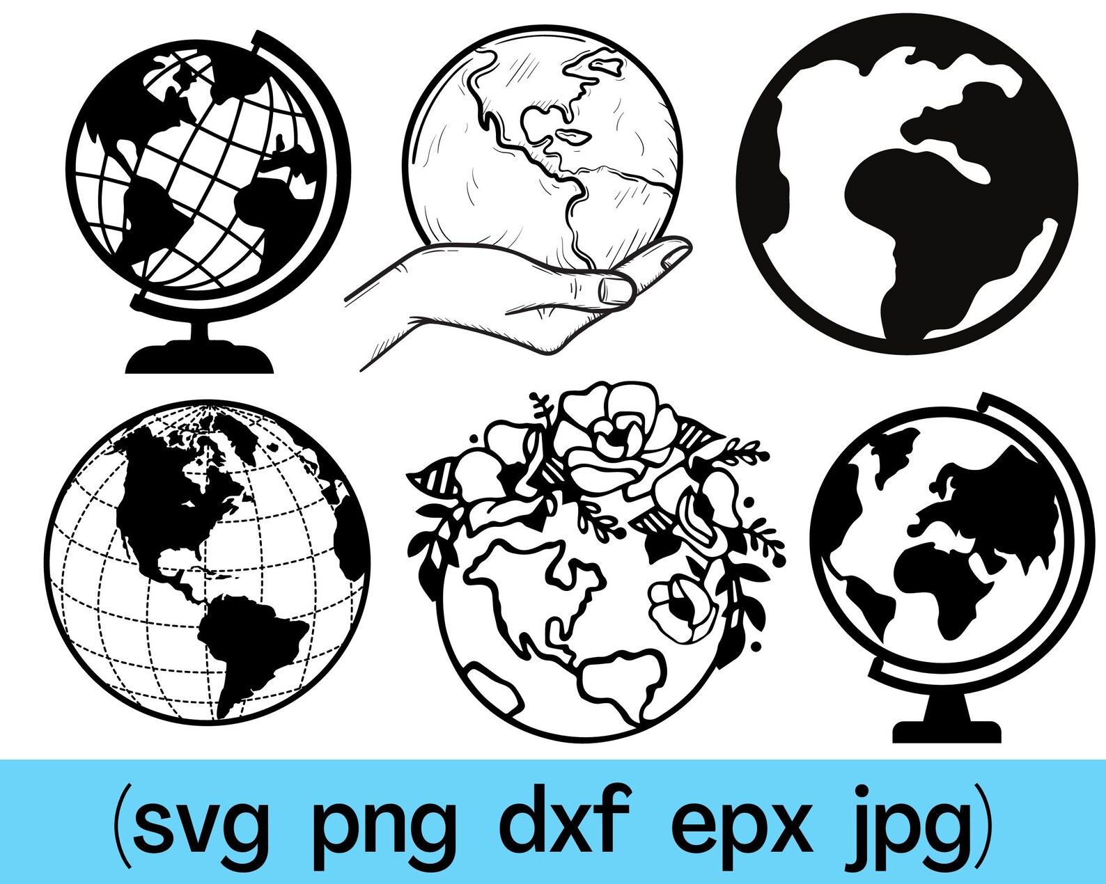 Globe Svg, World Svg, Globe Clipart, Globe Silhouette, Globe Vector ...