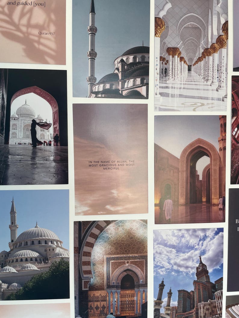 Islamic Wall Art Collage Kit – Aesthetic Islamic Home Decor, Boho Quran ...