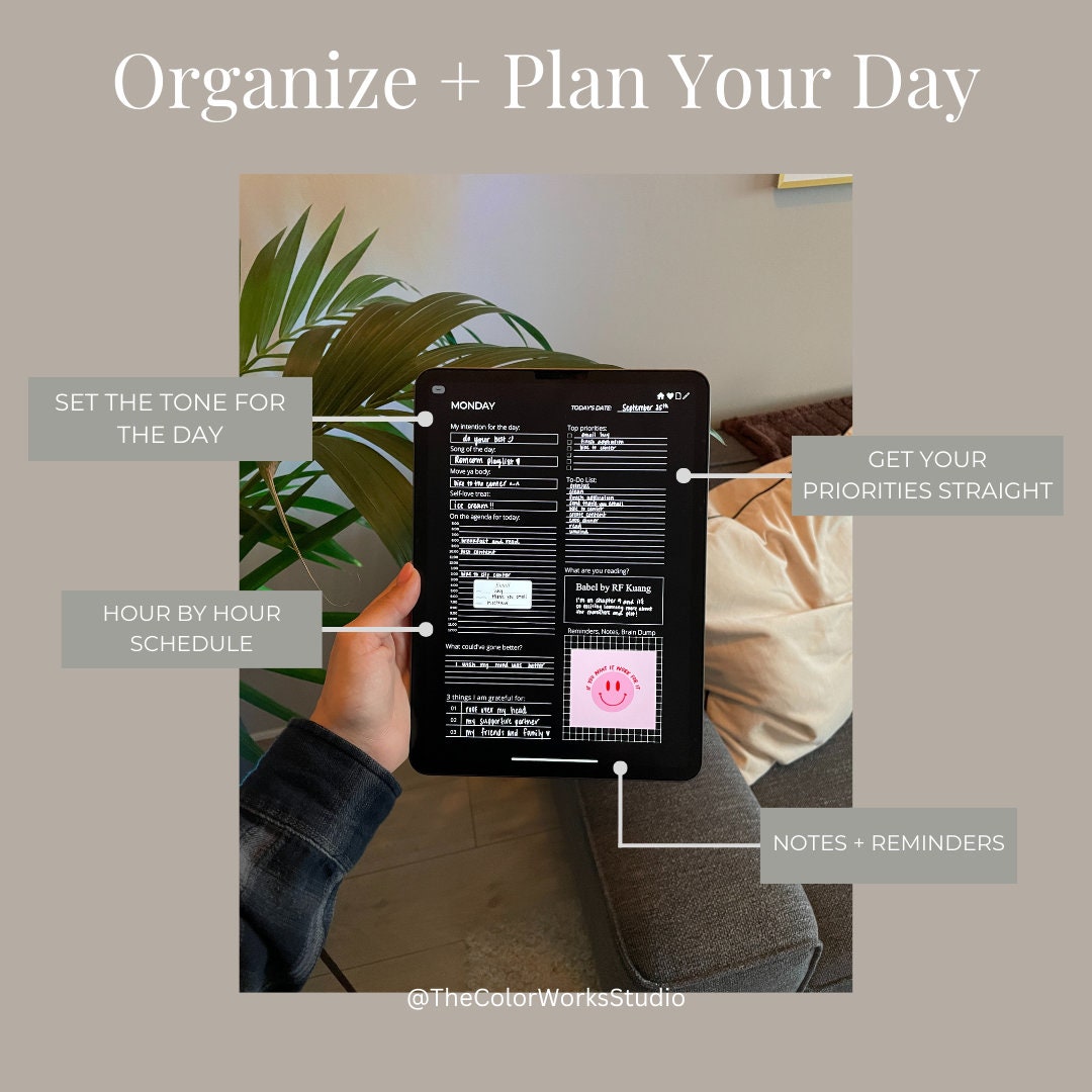 Minimal Weekly Digital Planner Dark Mode for iPad Goodnotes - Etsy