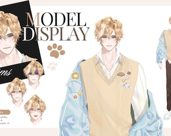 Male Vtuber Model ORIGINAL DATA PSD 8 Expressions, Glasses, Hair Color ...