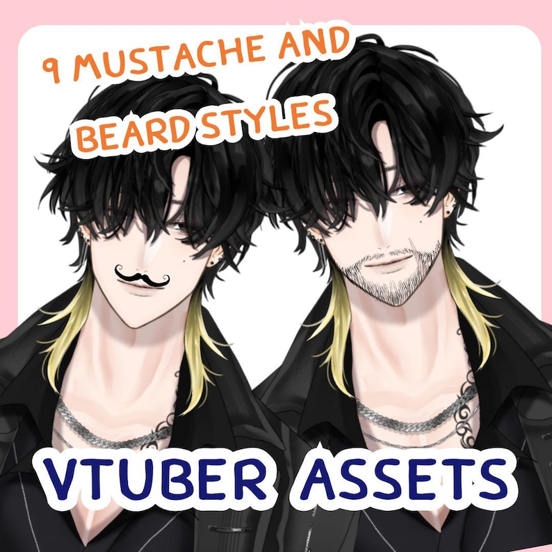 Vtuber Asset : 9 Mustache and Beard Styles (PNG) - Etsy