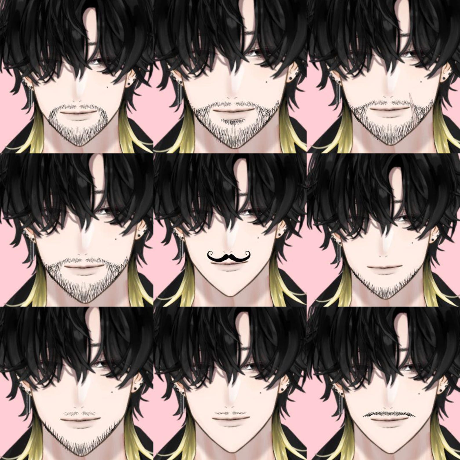 Vtuber Asset : 9 Mustache and Beard Styles (PNG) - Etsy