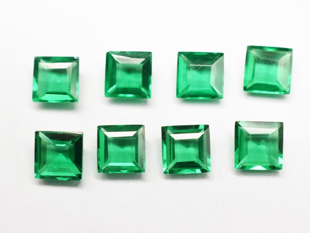 Emerald Square Cut 3 Mm to 12 Mm Sizes Lab Created Nanosital Emerald ...