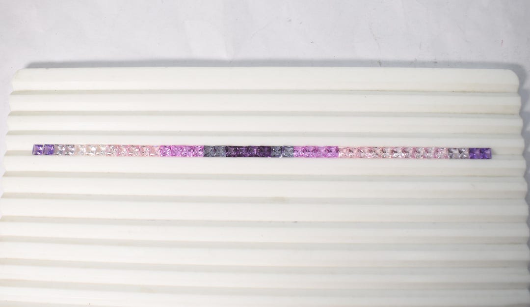 Square Princess Cut Rainbow Sapphires Ring Long Line 7.5 Inch Lab ...