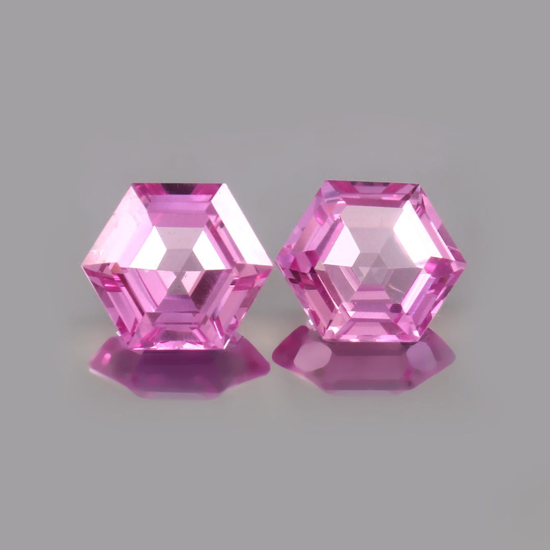 Lab Pink Sapphire Hexagon 6 MM to 20 MM Sizes Available Lab Created ...