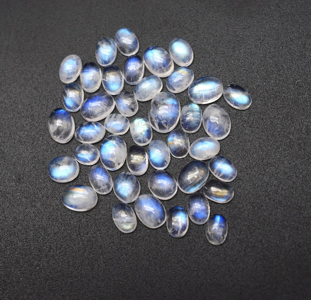 Natural Blue Moonstone Oval Calibrated Cabochons AAA Top Quality Blue ...