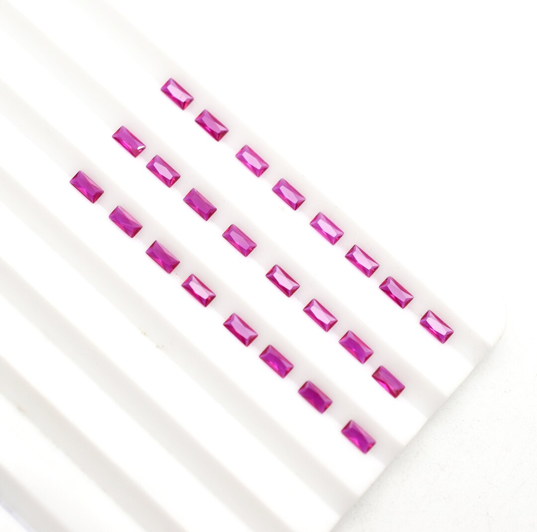 Lab Ruby Baguette Cut 4X2 Mm Pigeon Blood Ruby Loose Certified Gemstone ...