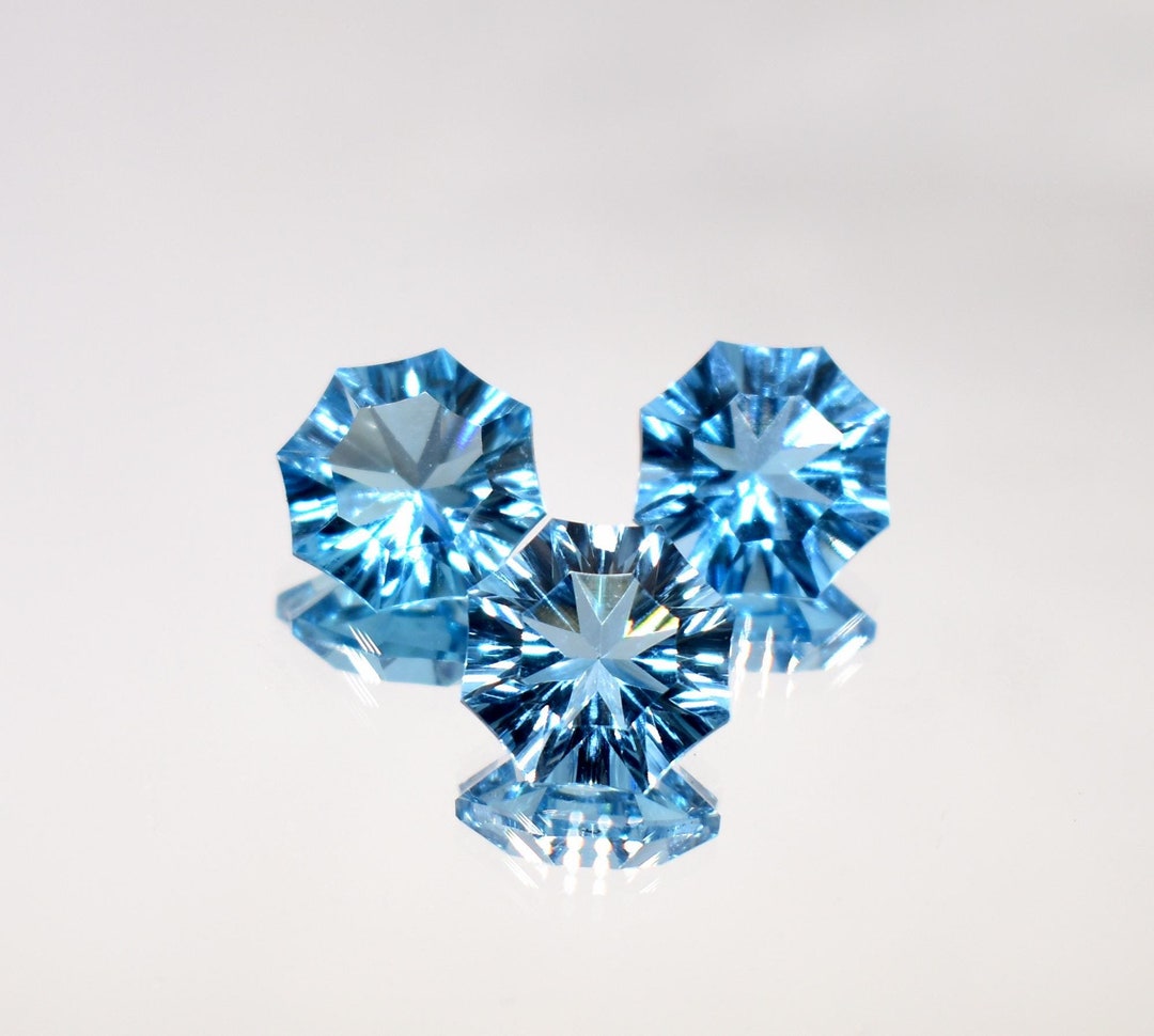 Natural Blue Topaz Laser Cut Hexagon Gemstone 8 Mm to 20 Mm Calibrated ...
