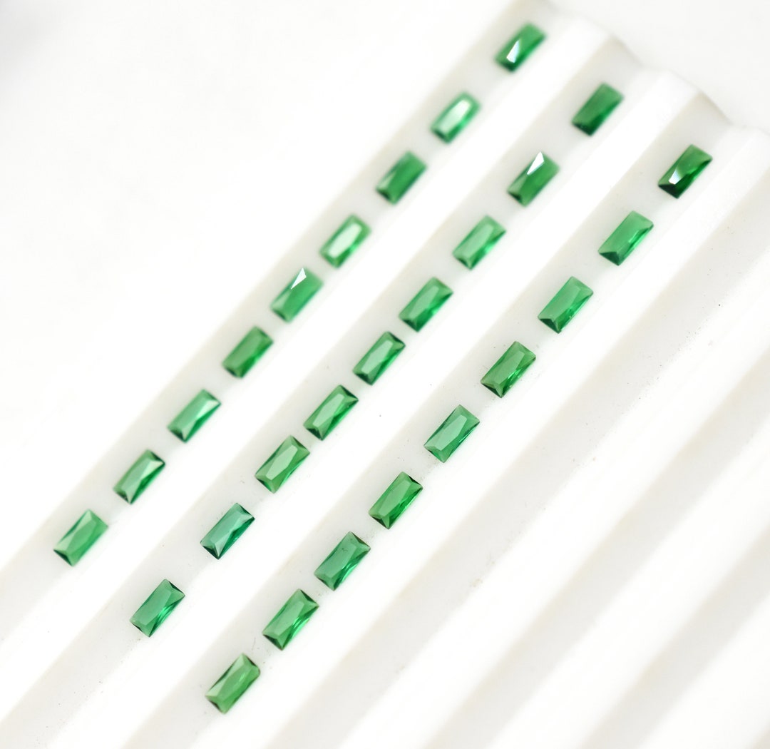 Lab Emerald Baguette Cut 4X2 Mm Vivid Green Emerald Nanosital Loose ...