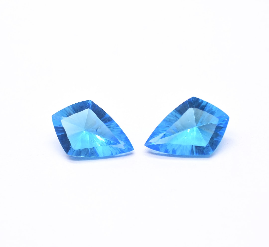 Lab Created Blue Topaz Pair Laser Cut 15X10 Mm Loose Gemstone AAA Blue ...