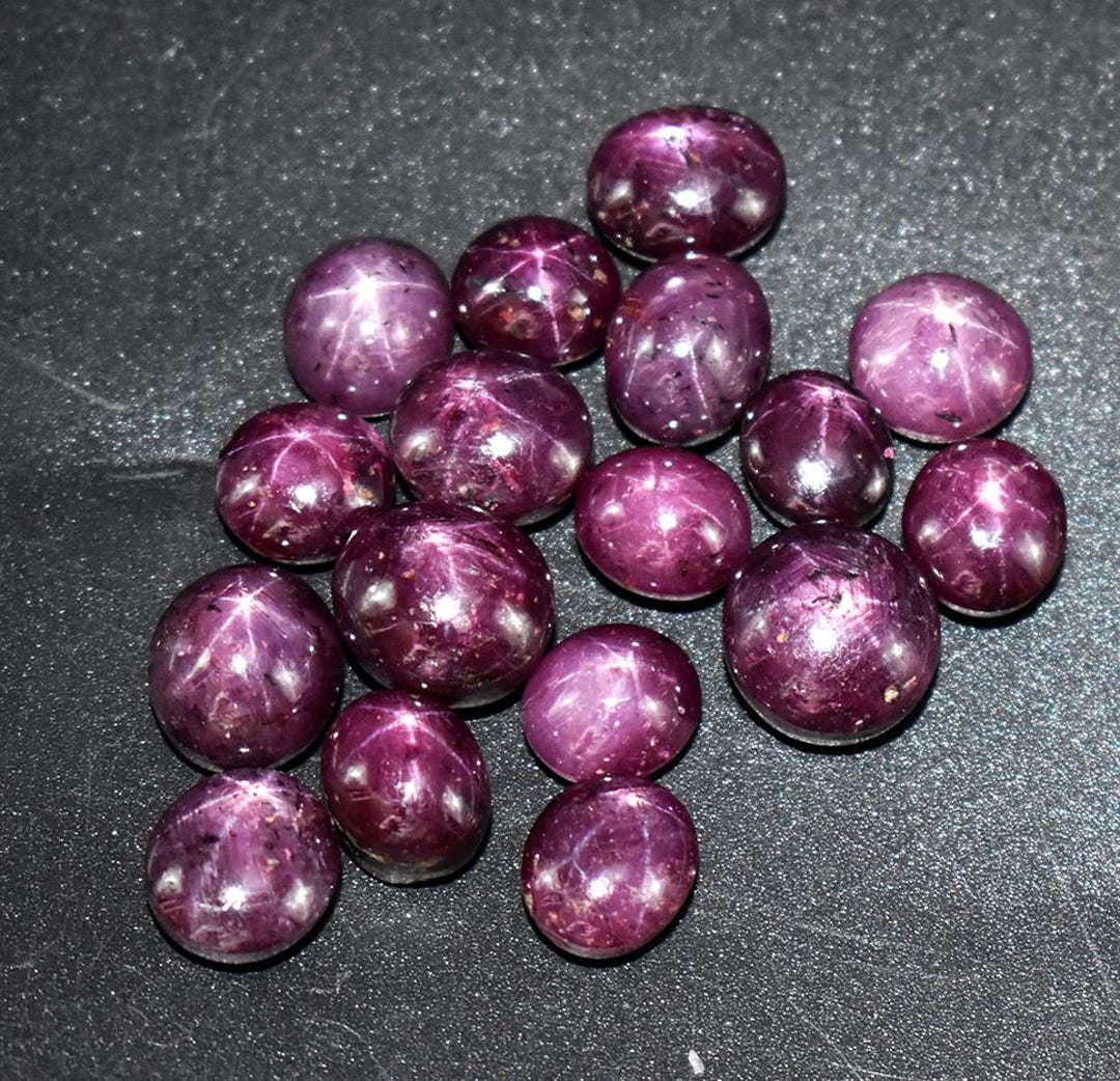 Natural Ruby Cabochon ~ Ruby Star Gemstone~ Mix Size Oval Shaped Star ...