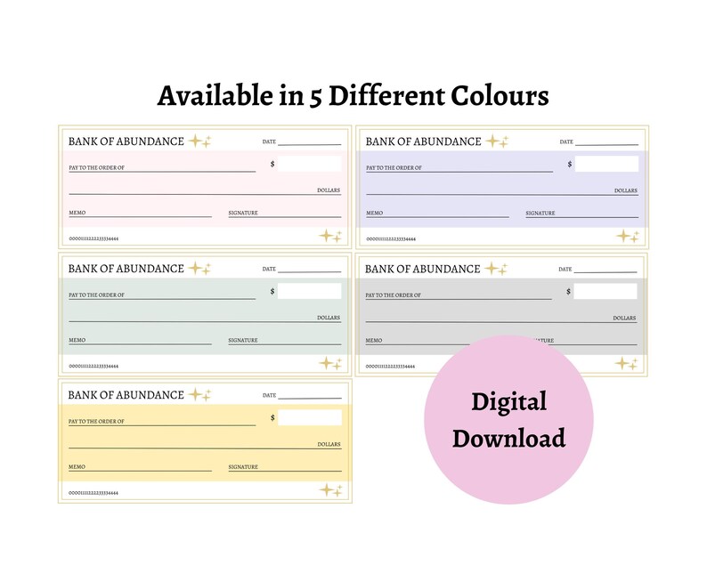 Printable Manifestation Cheque Law of Attraction Cheque - Etsy