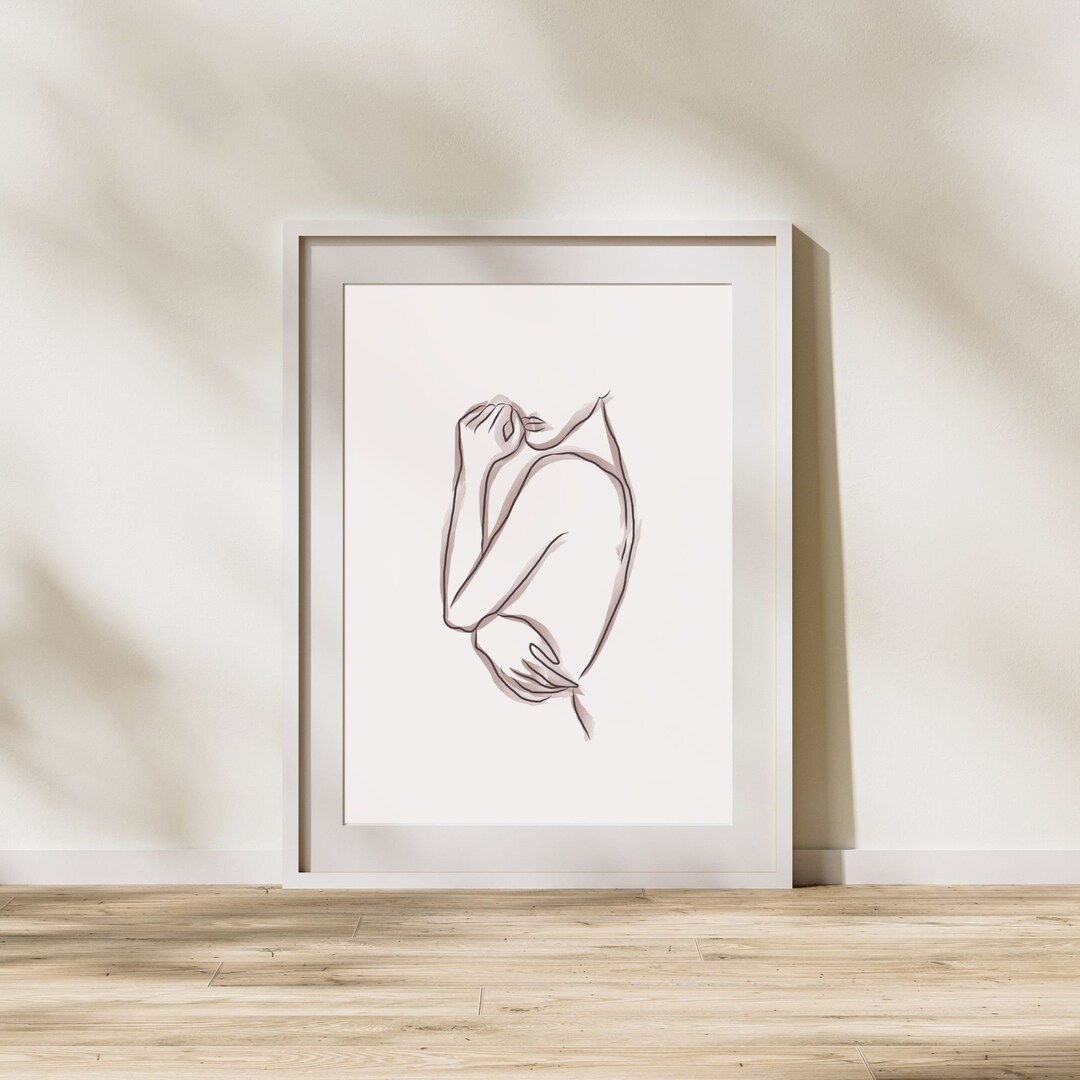 Woman Line Art Print I Woman Line Drawing Wall Art I Living Room Wall ...