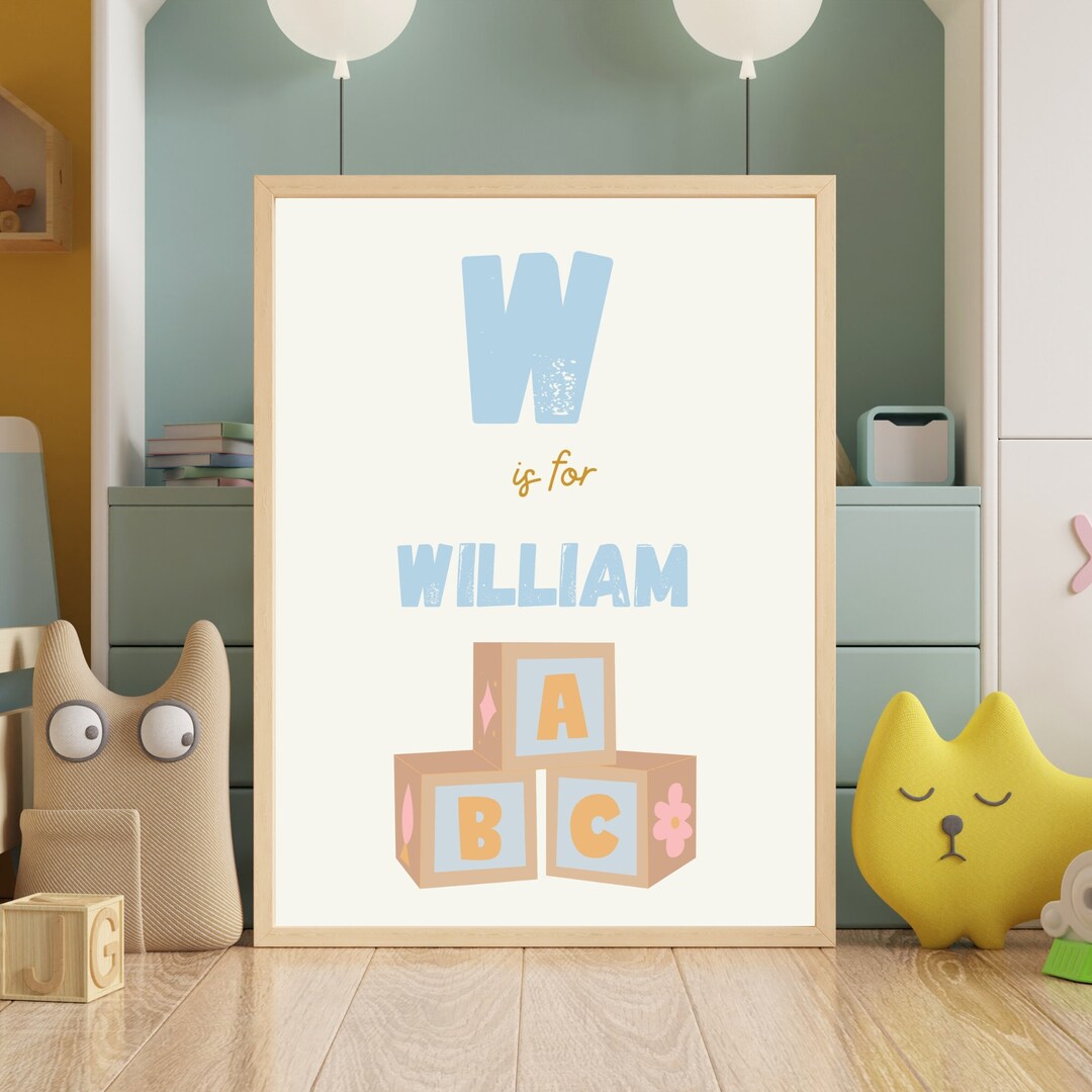Custom Baby Boy Name Print - Personalized Nursery Gift - Printable Boy ...