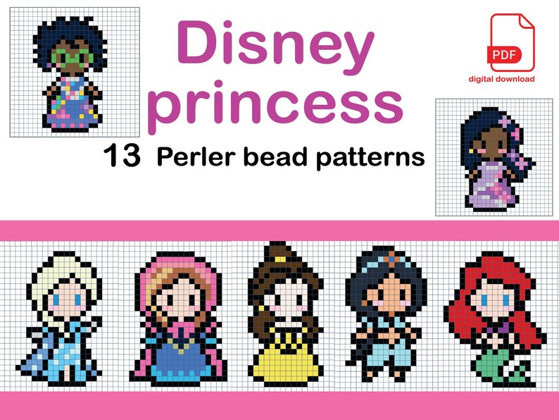 Disney Princess Perler Bead Pattern 13 Patterns, Ultimate Collection ...