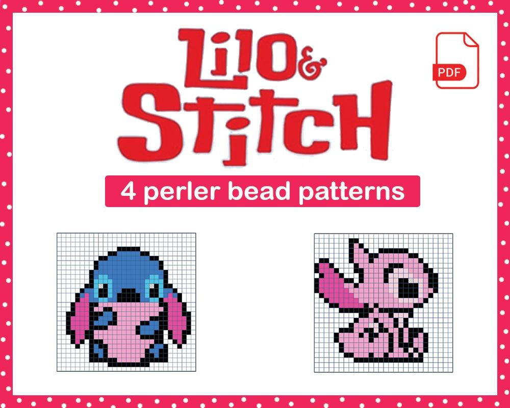 Set of 4 Stitch and Angel Perler Bead Pattern Digital Template Download ...