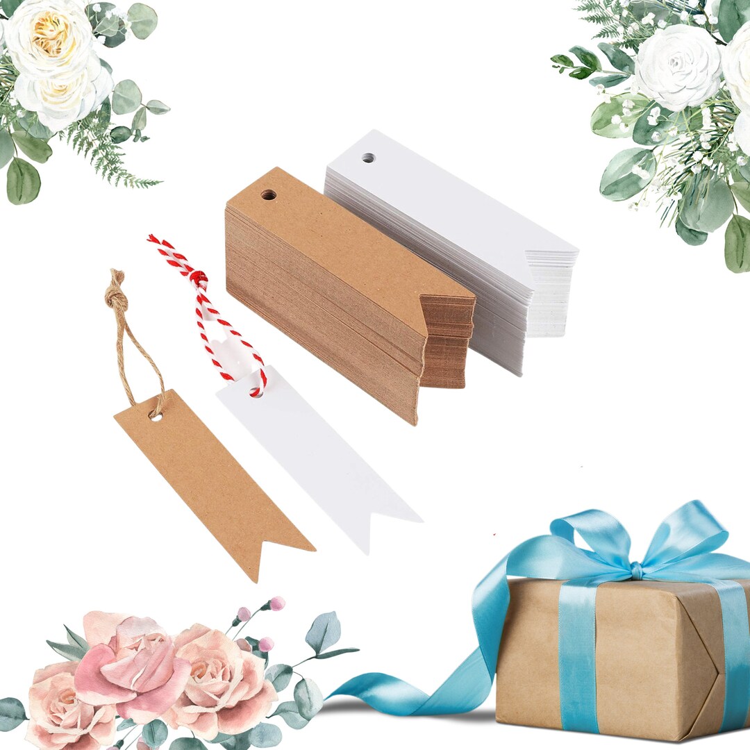 10/25/50/100 Gift Tags White or Natural Made of Kraft Paper, Small Gift ...