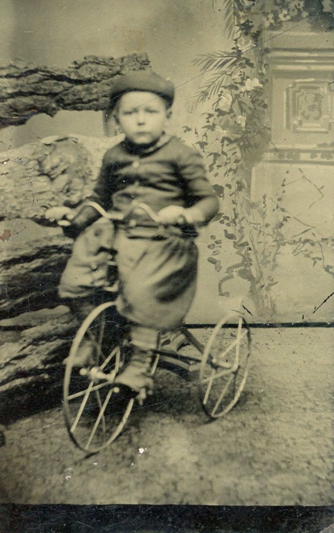 Tintype Child on Tricycle Late 1800's - Etsy