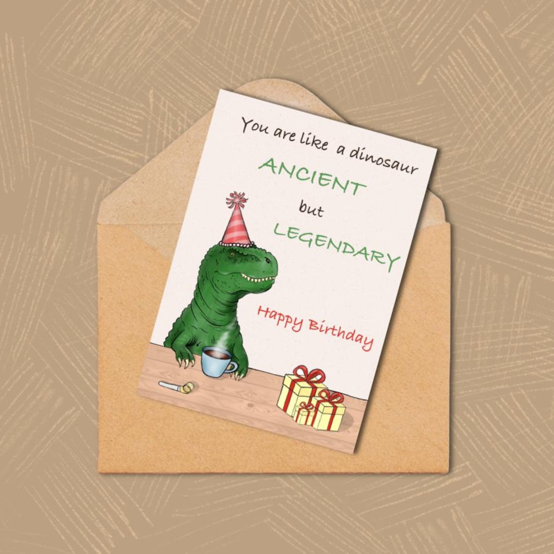 Funny Dinosaur Birthday Card | Cute Unique Greeting | Perfect for Him ...