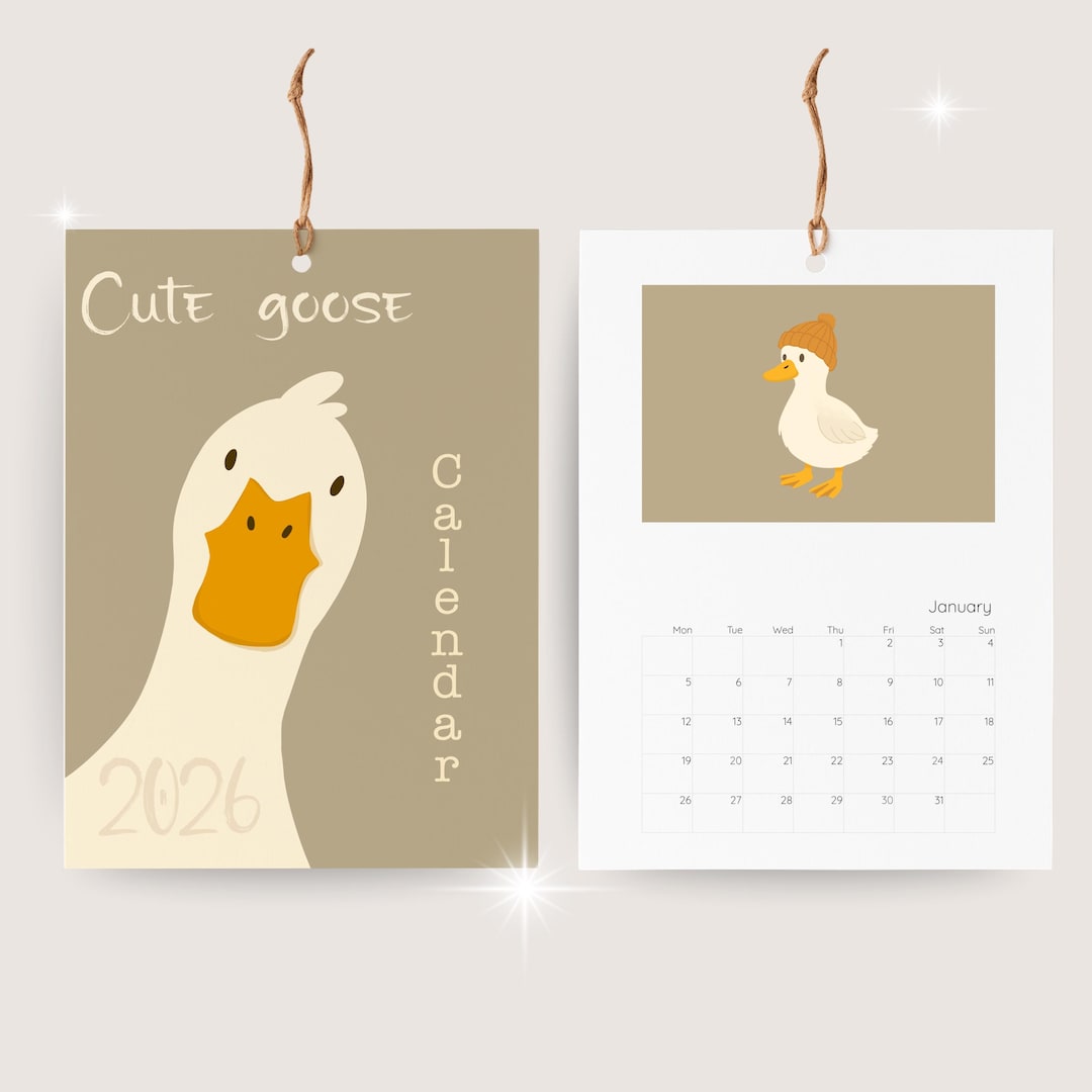 Printable 2026 Goose Calendar – Minimalist Animal Wall Calendar - Etsy