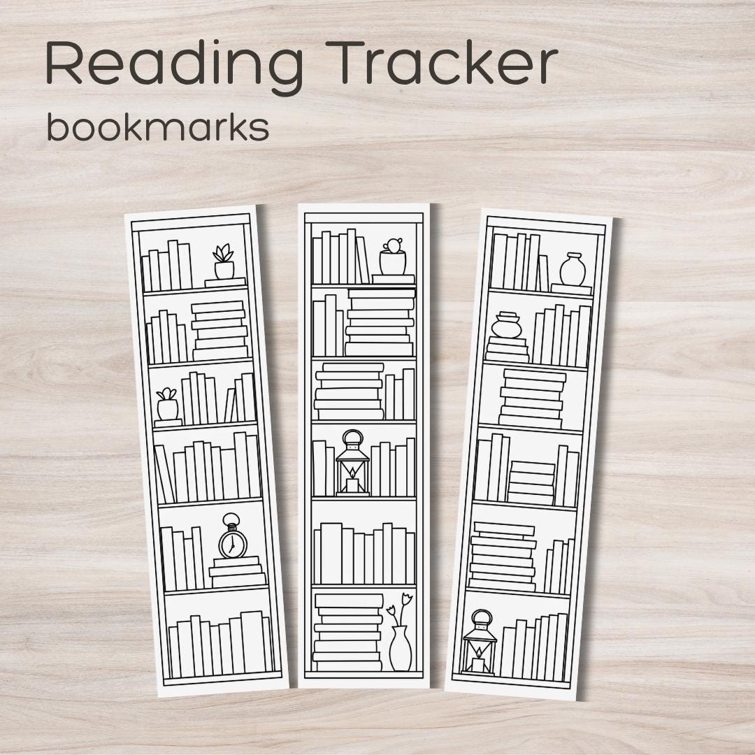 Reading Tracker Bookmarks – Black & White Colouring Set, 50-book ...