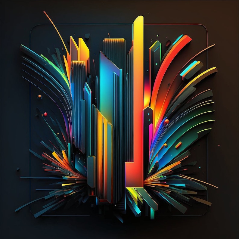 Neon Abstract Art - 1024x1024 - Etsy