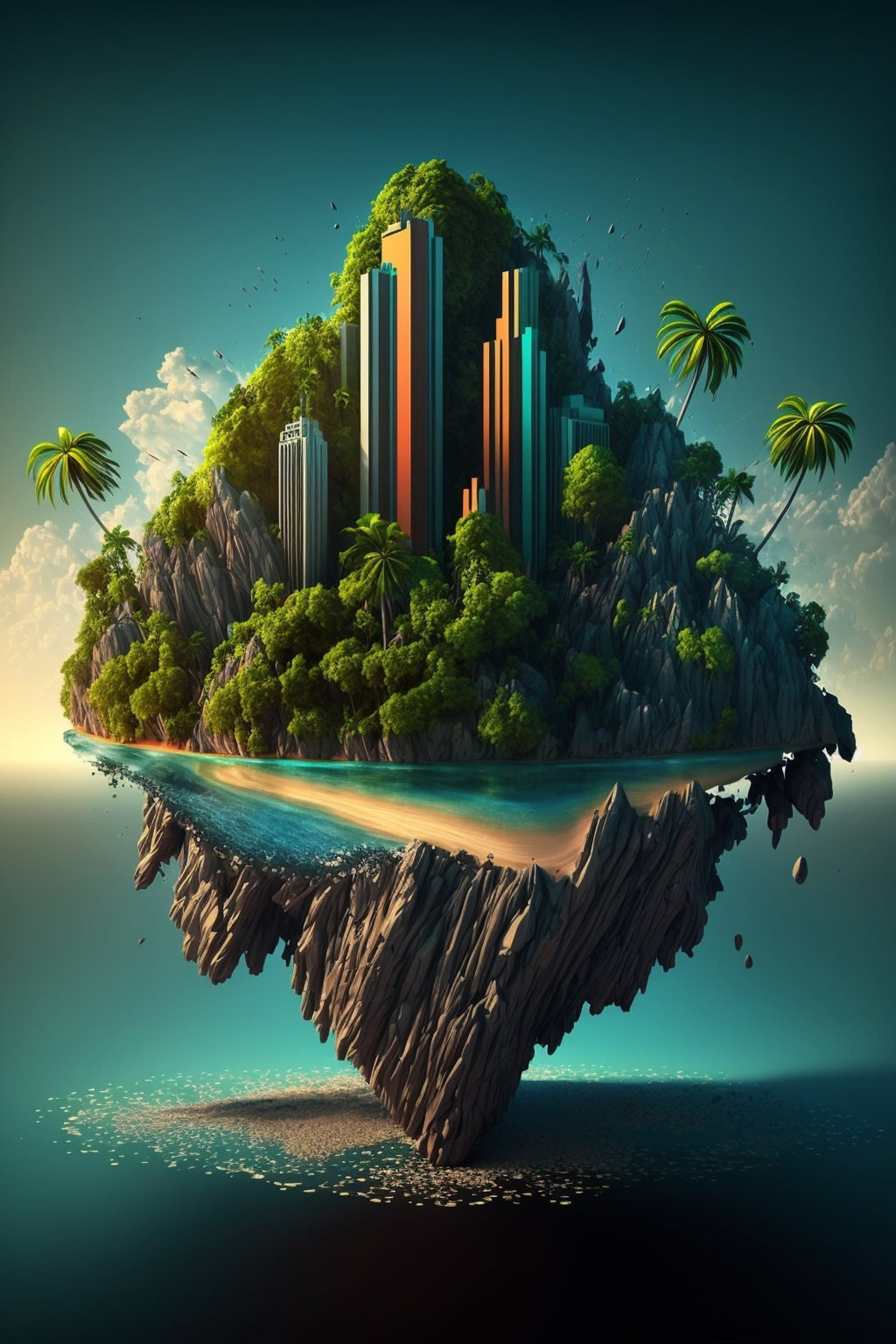 Tropical Island - Digital Art - 1024x1536 - Etsy