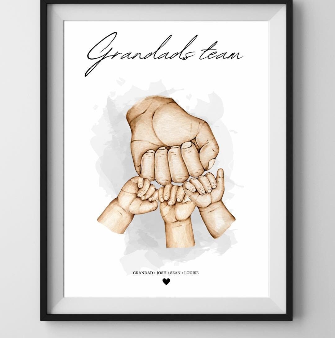 A4 A3 Personalised Daddy’s Team Print Grandads Team Print Fist Bump Our ...