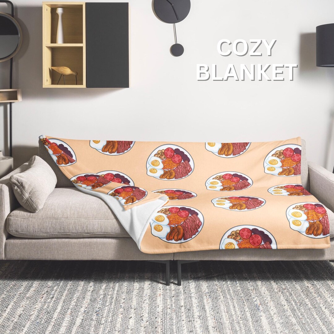 Full English Breakfast Throw Blanket Cozy Food Blanket Funny Foodie ...