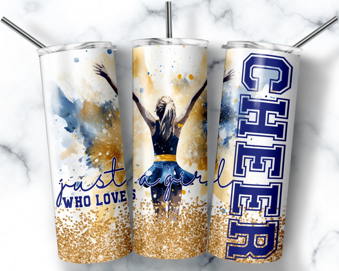 Cheer Png 20oz Skinny Tumbler Wrap Just a Girl Who Loves Cheer Blonde ...