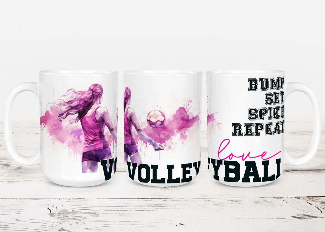 Volleyball Mug Press Template, 11oz and 15oz Mug Wrap Template, Coffee ...