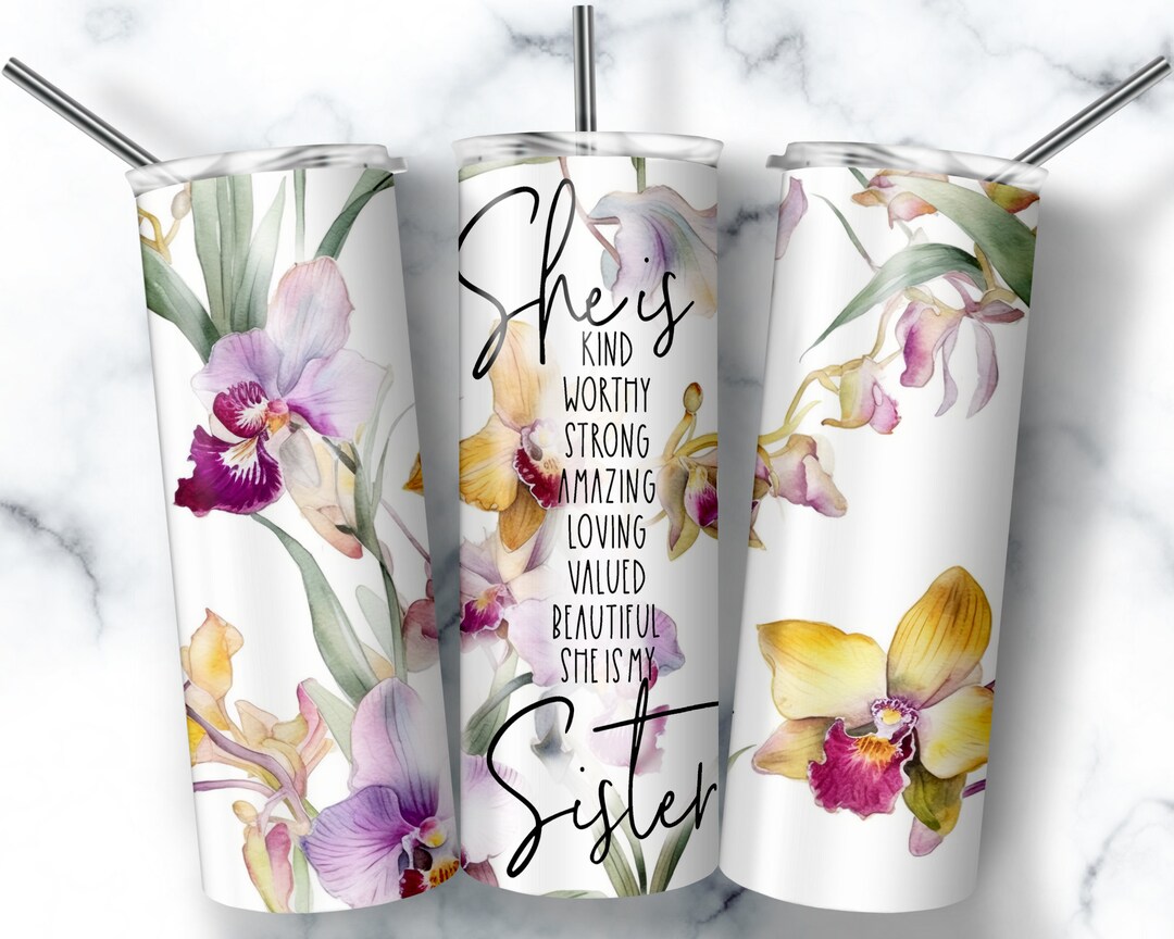 Sister Floral Tumbler Sublimation Design, Lilac Lily PNG (digital ...