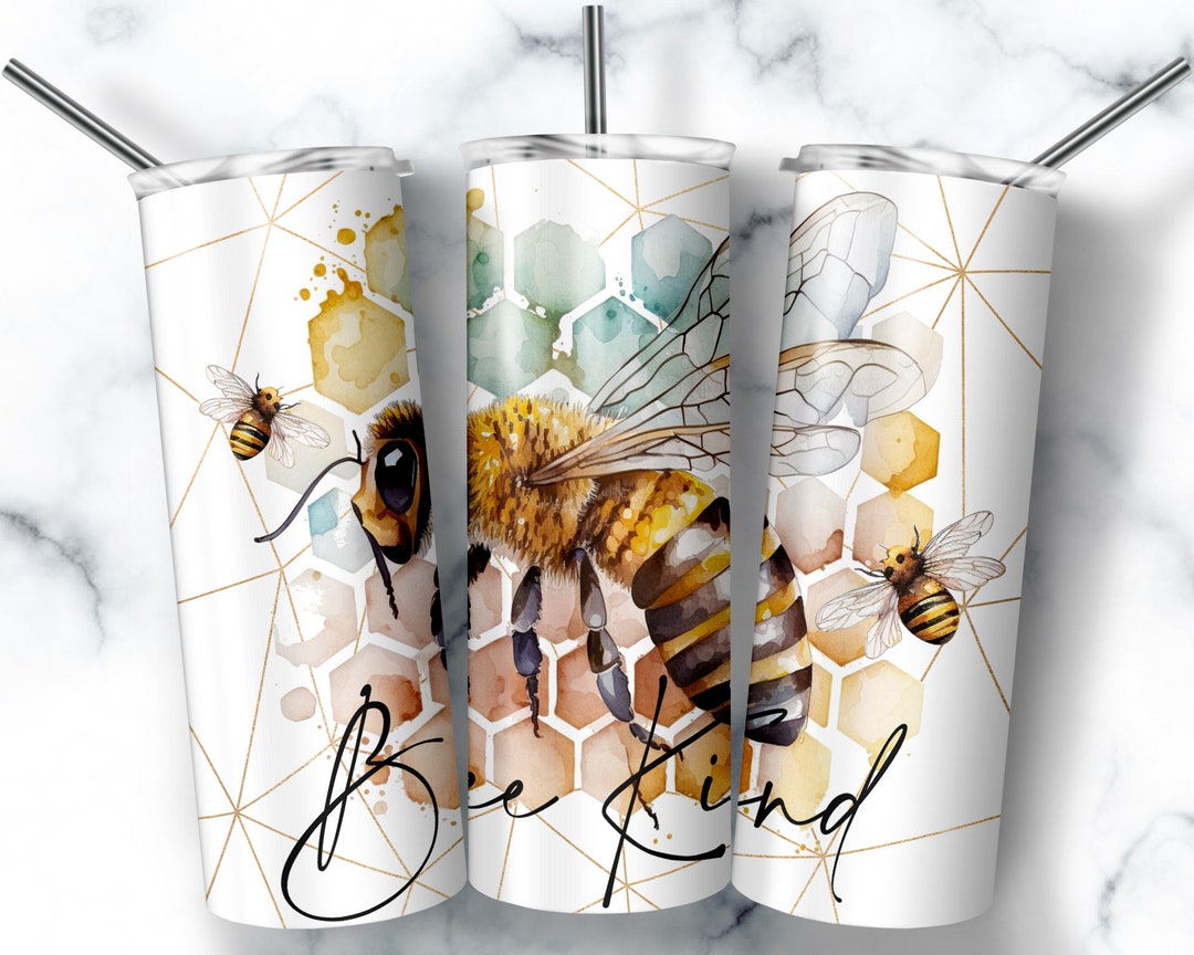 BE Kind 20oz Tumbler Wrap Png Bumble Bee Affirmation Sublimation ...