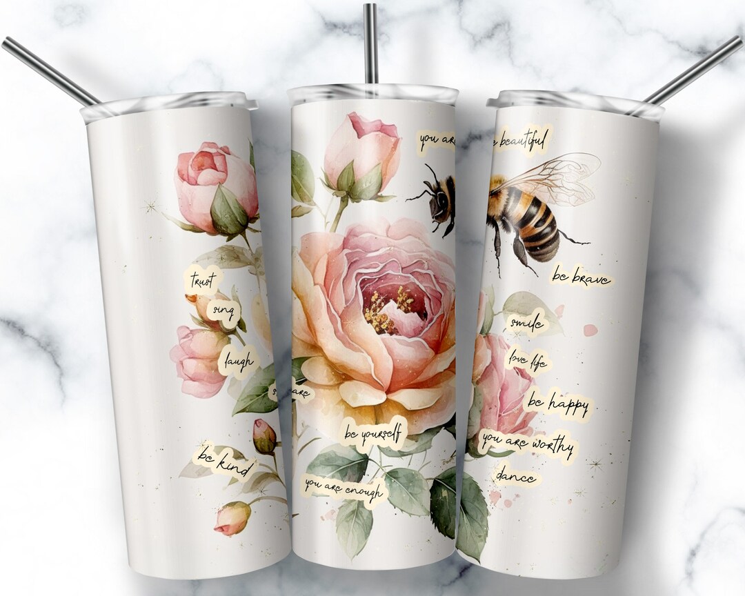 Bee Tumbler Wrap, Bumblebee Inspirational 20oz Sublimation Tumbler ...