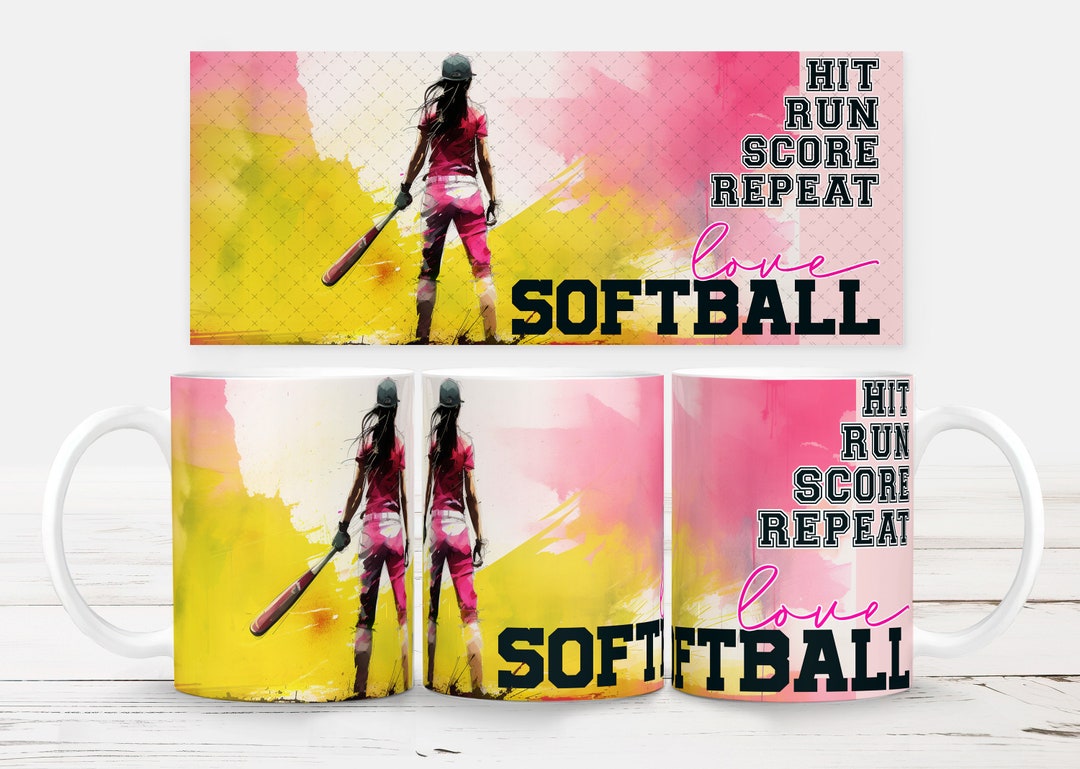 Softball Mug Press, Love Softball PNG Softball Mom Gift 11 Oz & 15 Oz ...