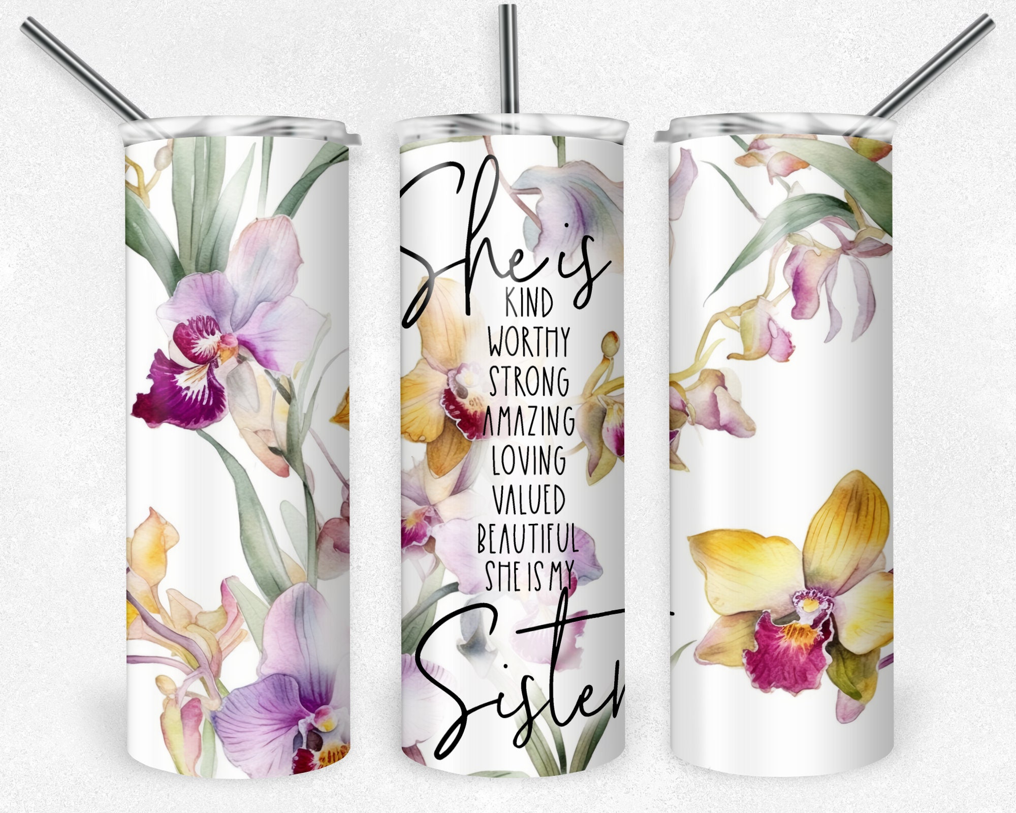 Sister Floral Tumbler Sublimation Design, Lilac Lily PNG (digital ...