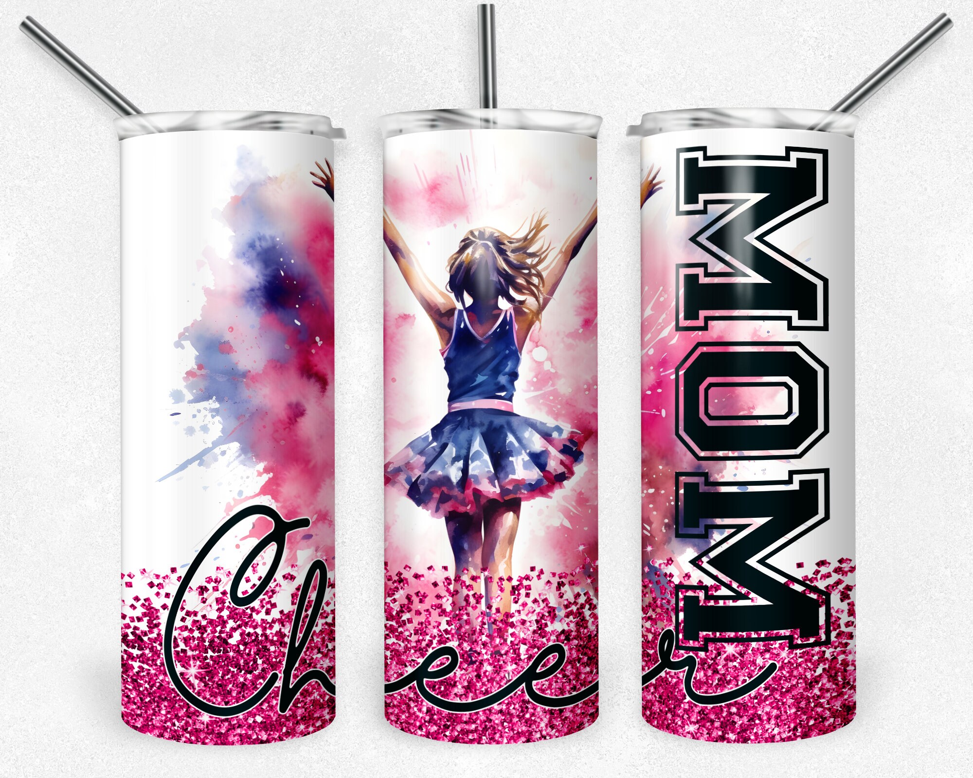 Cheer Mom 20oz Tumbler Wrap PNG, Cheerleading Sublimation Design ...