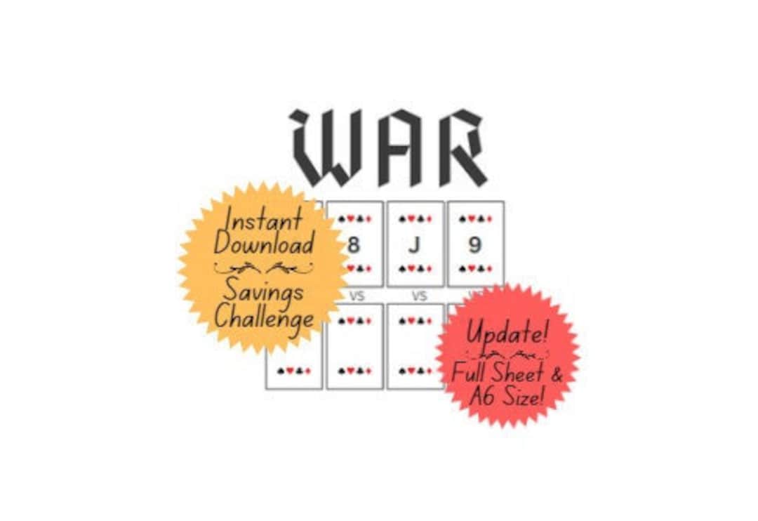 War Card Game Savings Challenge - Etsy