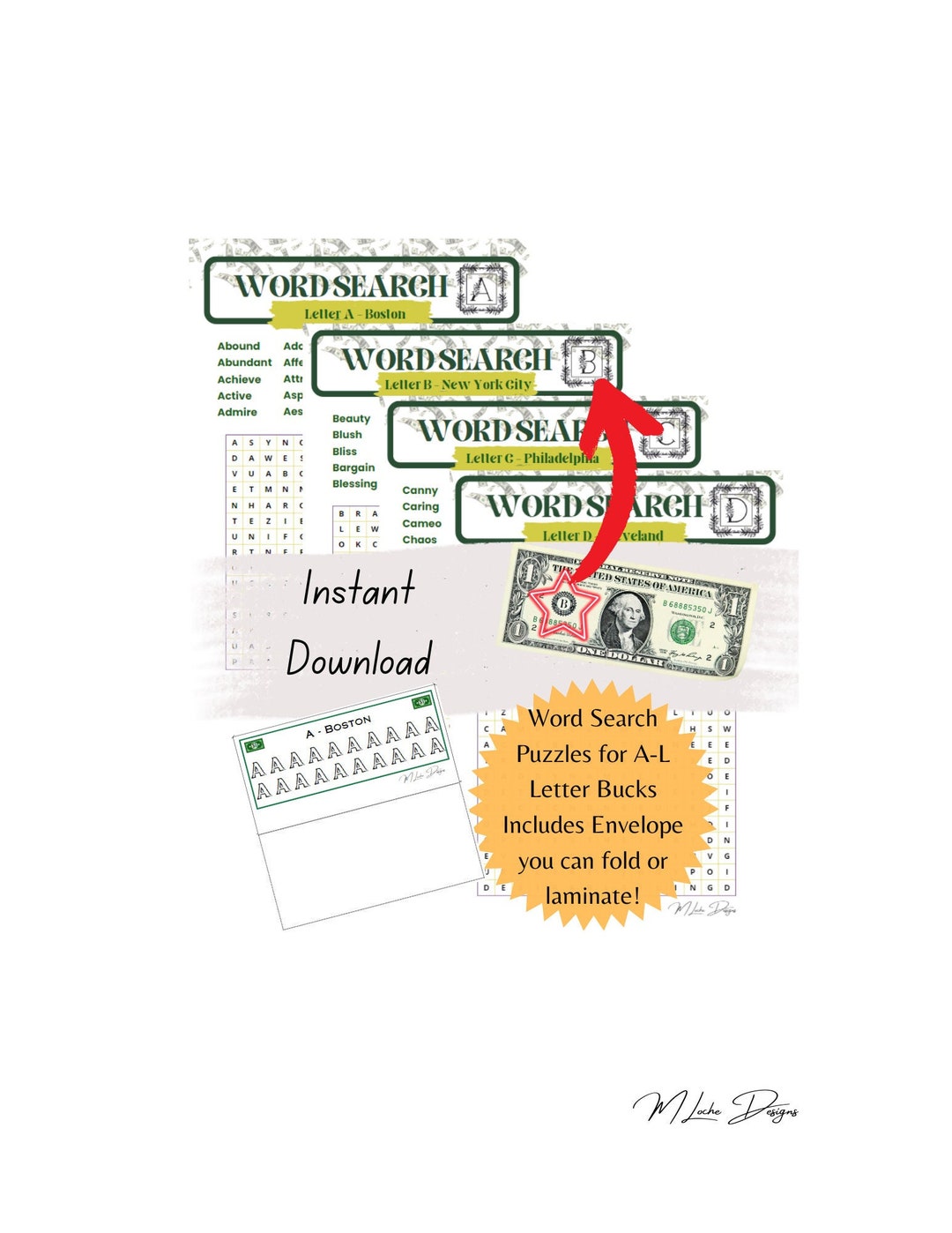 Letter Bucks Word Search Savings Challenges - Etsy