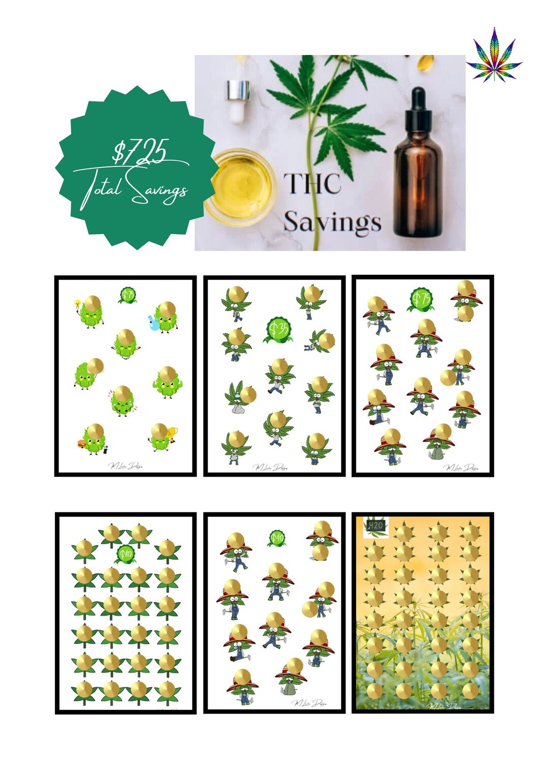 420 Cartoon Scratch off Savings Challenge A5 Size - Etsy