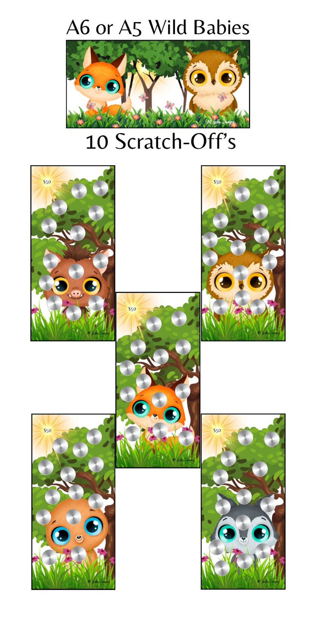 A6/A5 Wild Babies Pack of 10 - Etsy