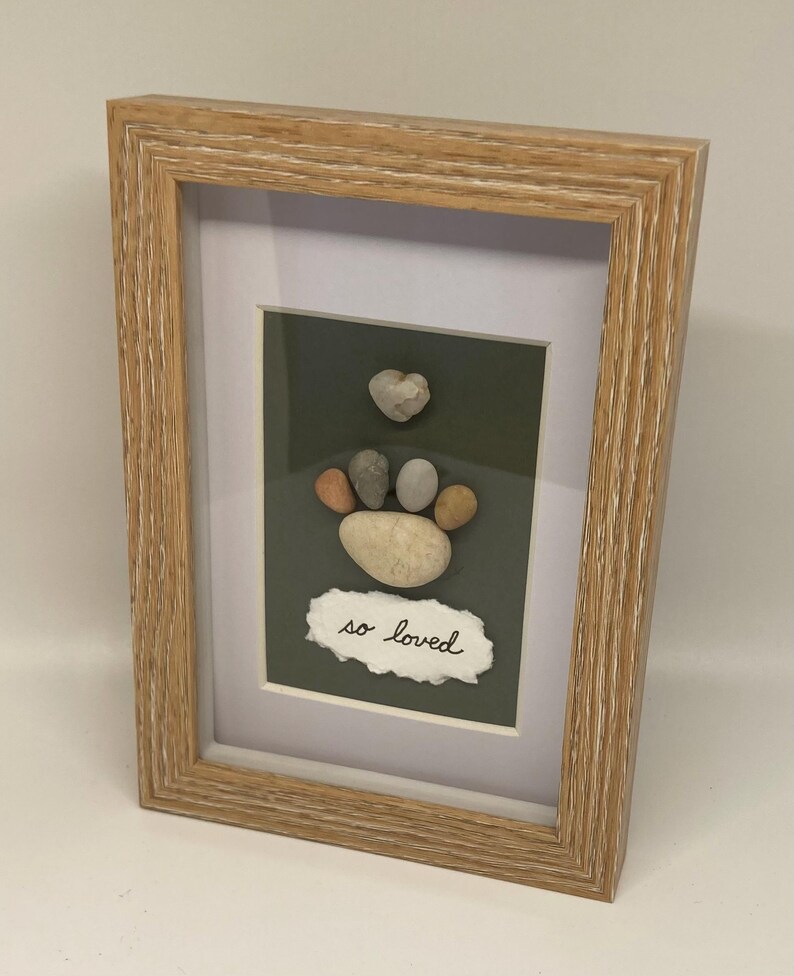 Beach Pebble Paw Print Shadow Box - Etsy