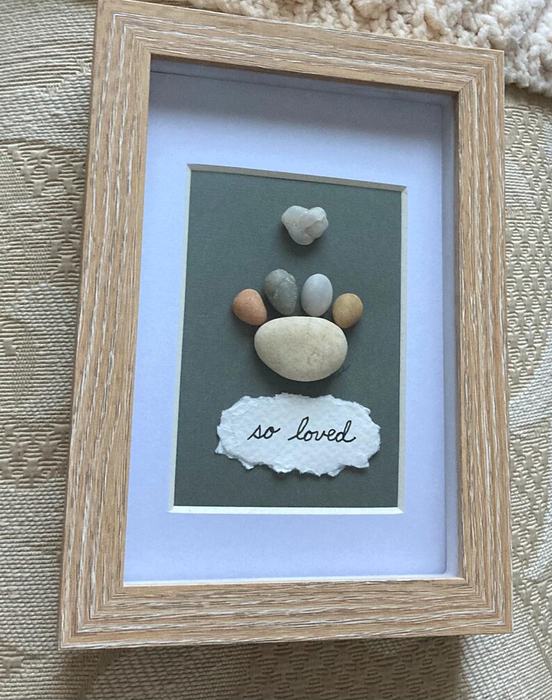Beach Pebble Paw Print Shadow Box - Etsy