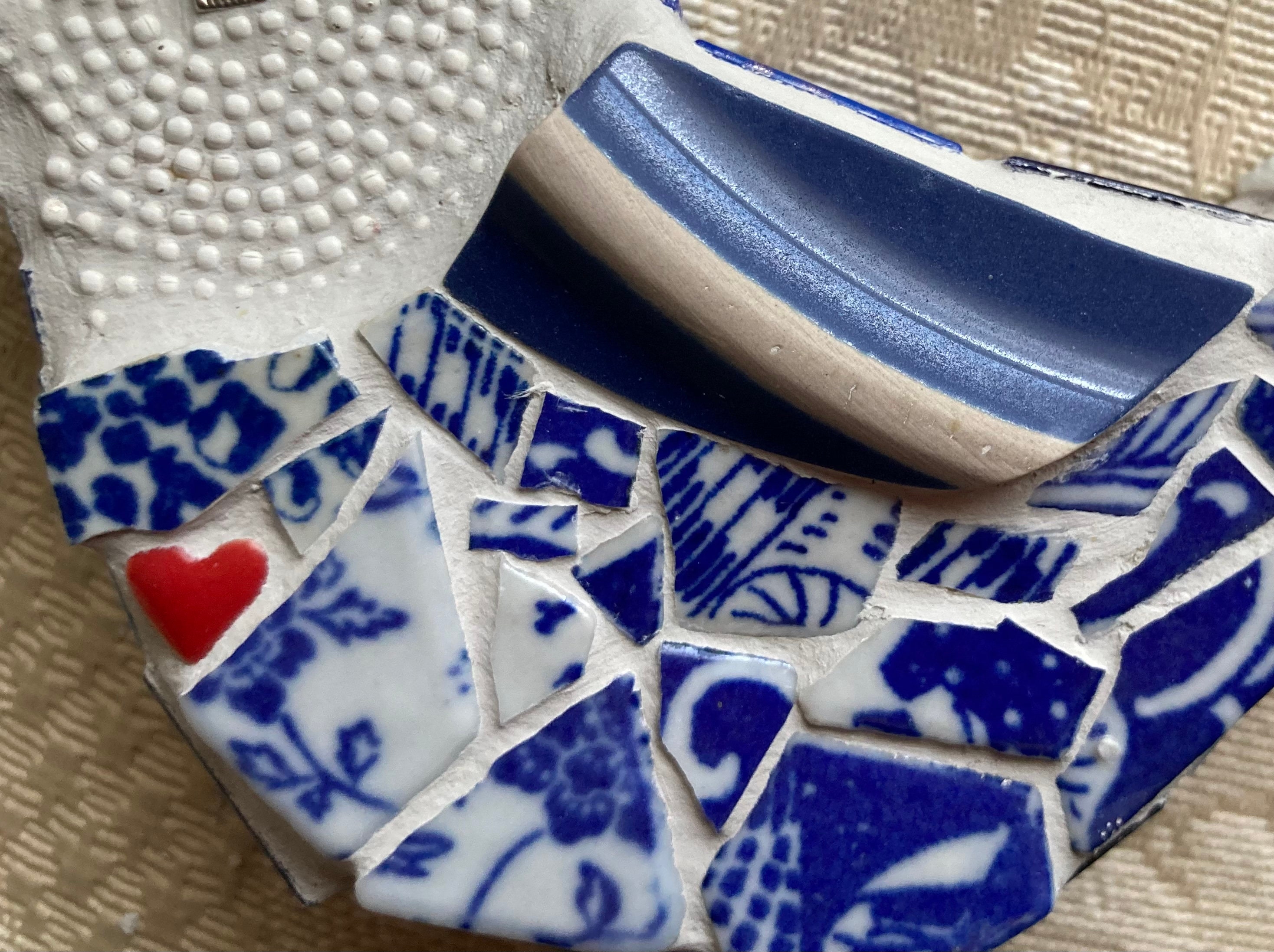 Mosaic Blue Bird With Beach Pottery Wing - Etsy